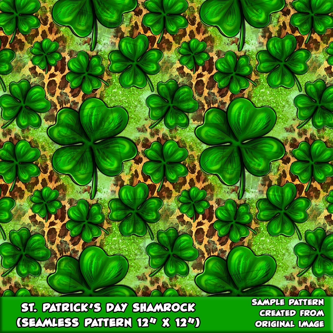 St. Patrick's Day Shamrock Seamless Pattern Digital Paper, Digital ...