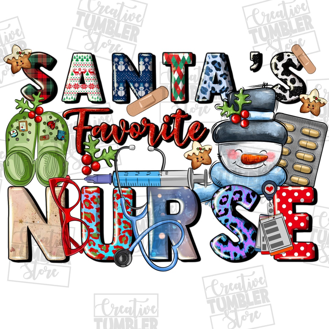 Santa's Favorite Nurse Png Sublimation Design Download, Merry Christmas ...