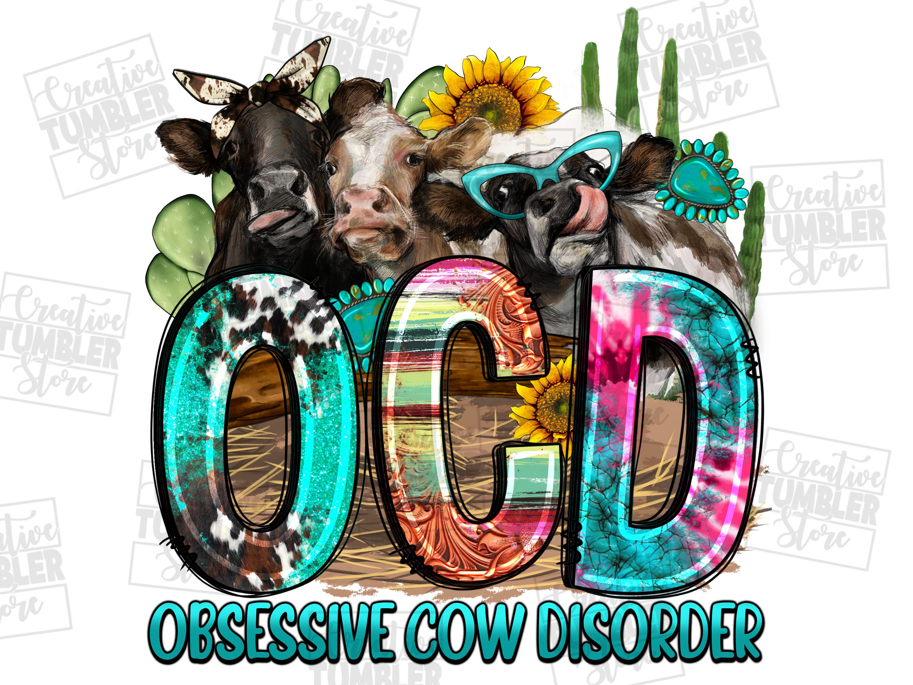 OCD Obsessive Cow Disorder Png Sublimation Design Download, Cute Animal ...