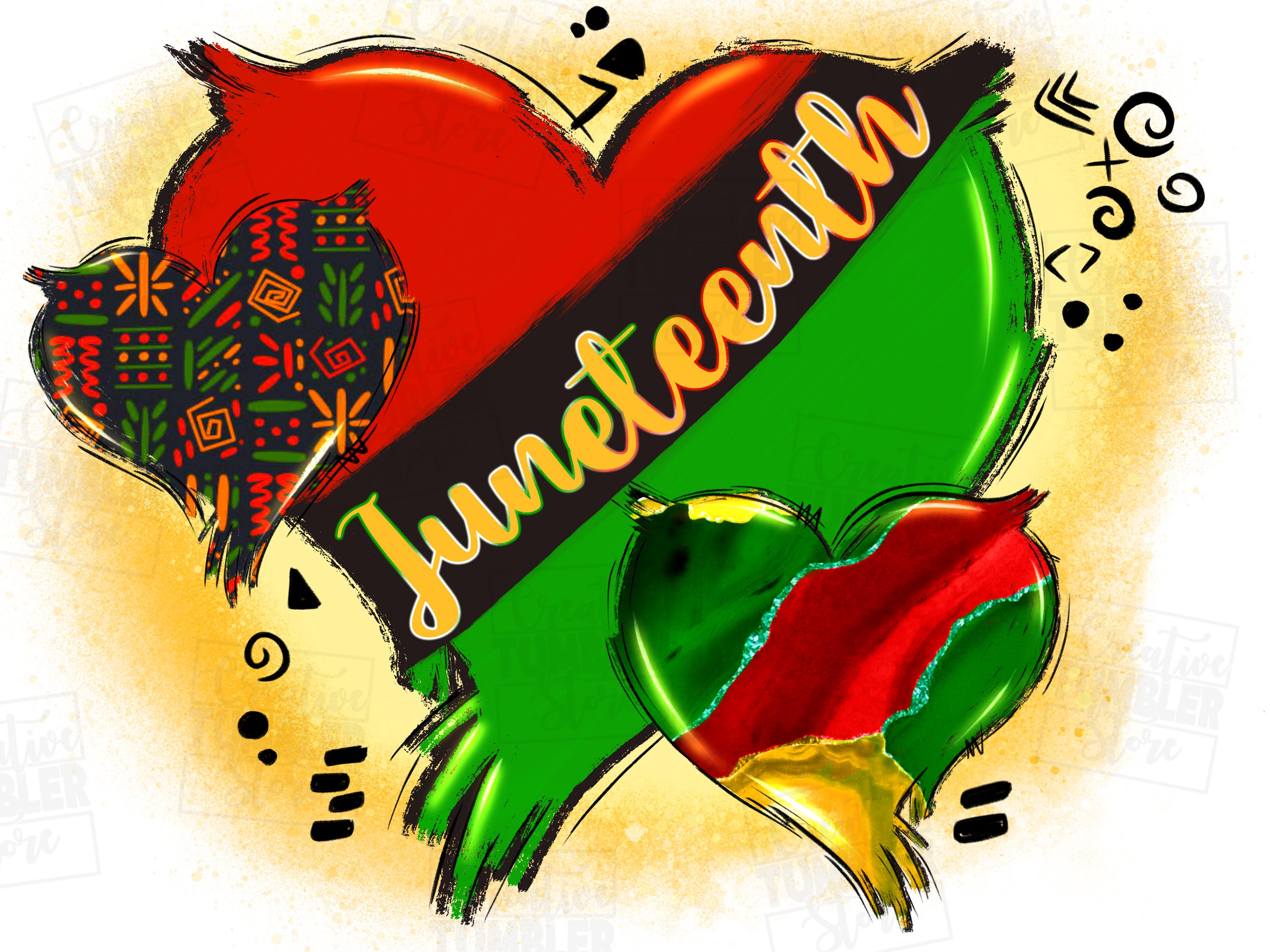 Juneteenth Hearts Png Sublimation Design Download Juneteenth - Etsy