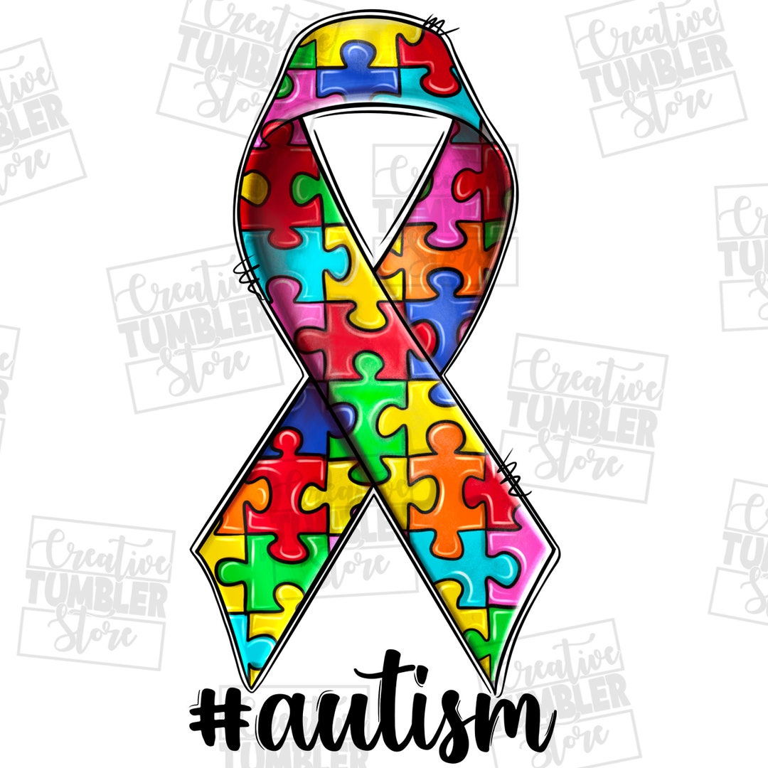 Autism Ribbon With Puzzles Png Sublimation Design Download, Autism ...