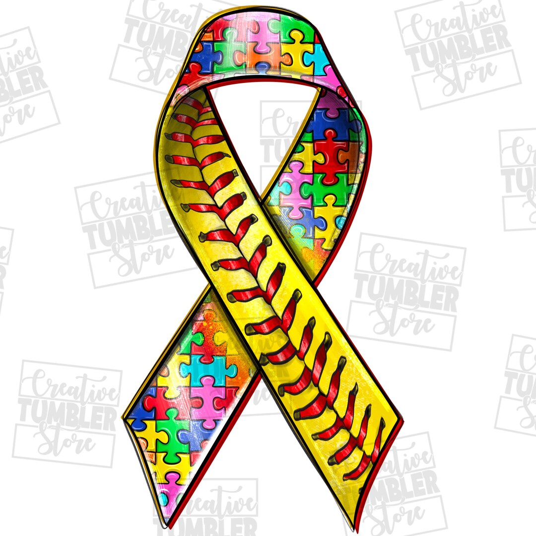 Autism Ribbon Softball Png Sublimation Design Download, Autism ...