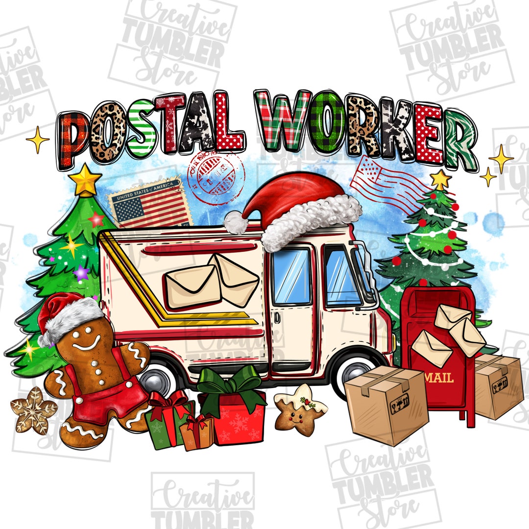 Christmas Postal Worker Png Sublimation Design Download, Merry ...