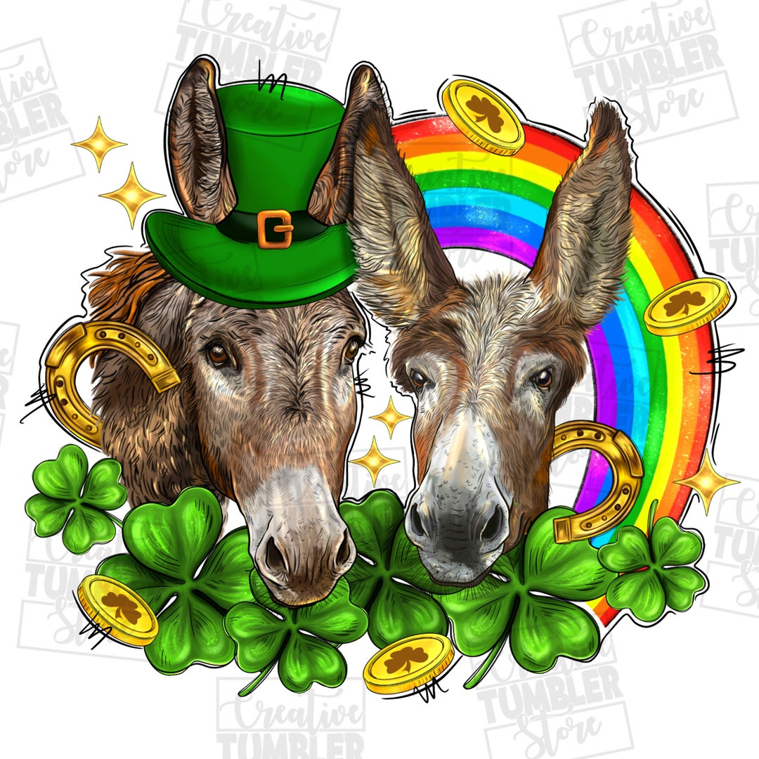 St. Patrick's Day Donkeys Png Sublimation Design Download, St. Patrick ...