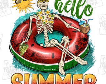 Summer Skeleton Cocktail Png Sublimation Design Download, Summer Vibes ...