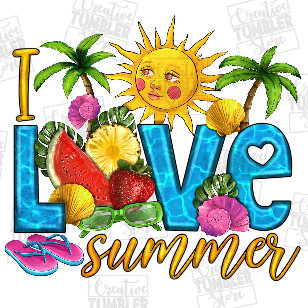 I Love Summer Png Sublimation Design Download, Summer Vibes Png, Hello ...