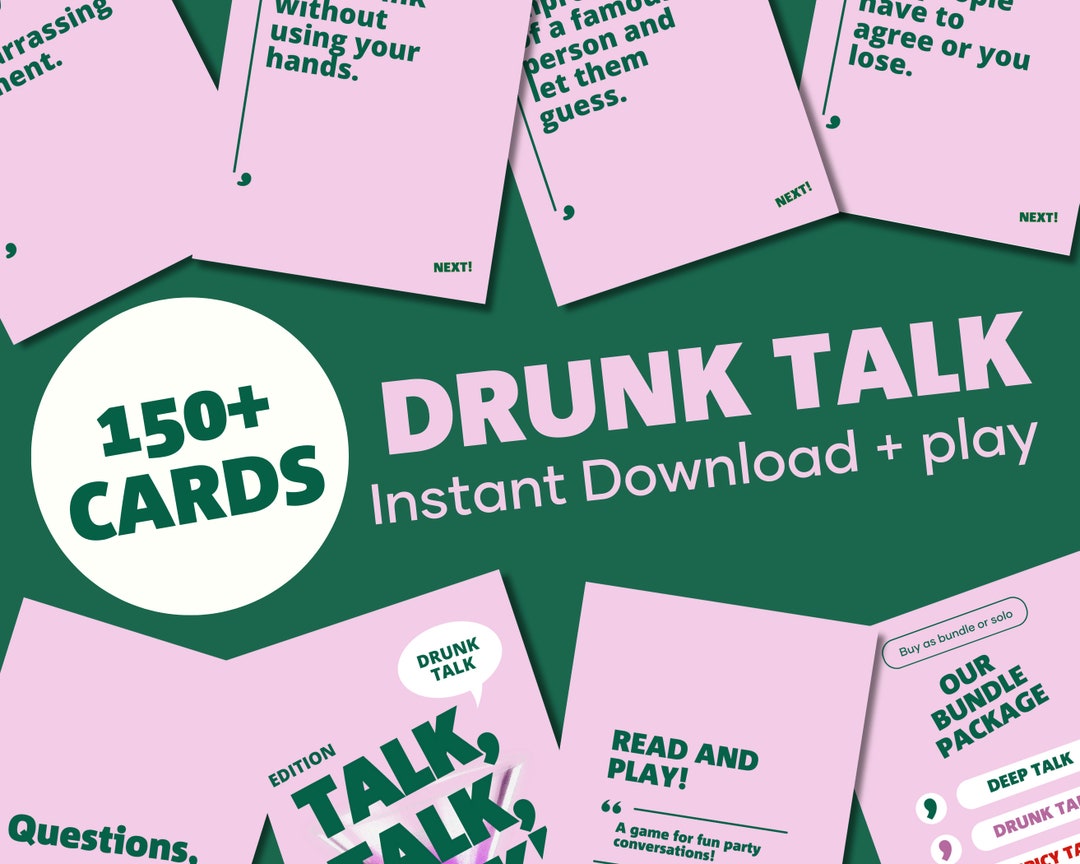 Drunk Talk Party Game Drinking Game for Girls Night Card Game Digital ...