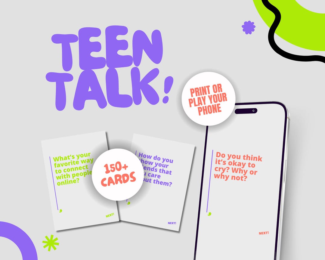 Conversation Cards for Teens Therapy Notes for Teens Social Media ...