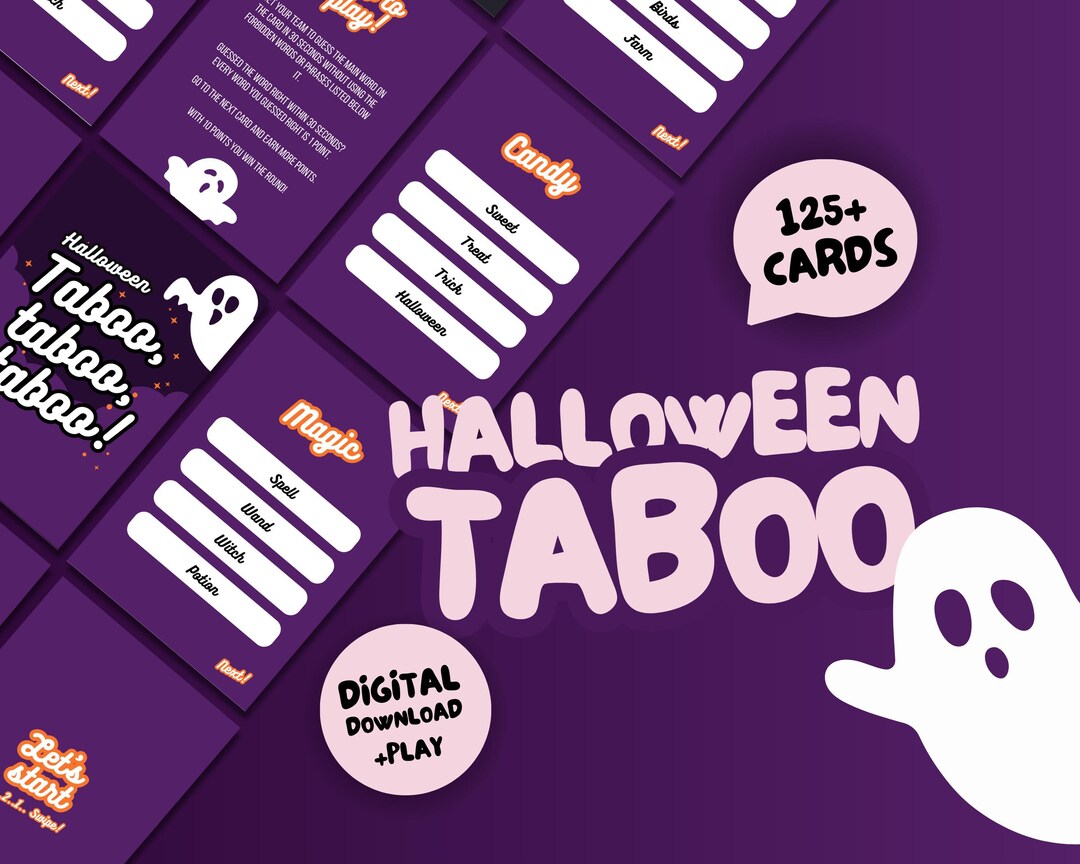 Halloween Taboo Card Game | Guess Forbidden Halloween Words | Halloween ...