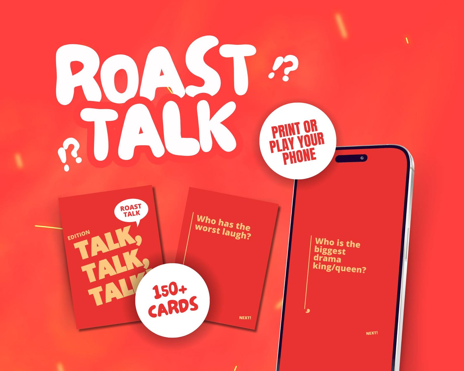 Roast Talk Card Game Fun Party and Birthday Game for Friends Instant ...