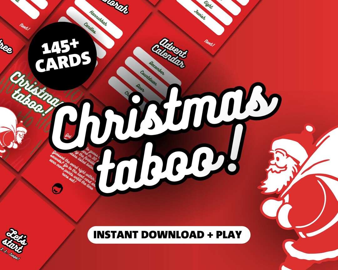 Christmas Taboo Card Game Instant Download & Holiday Fun Holiday Card ...