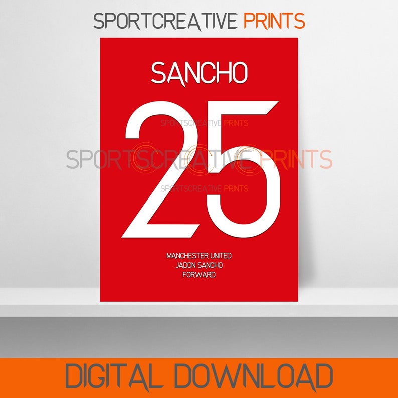 Jadon Sancho Digital Art Prints Manchester United Poster Sancho Home ...