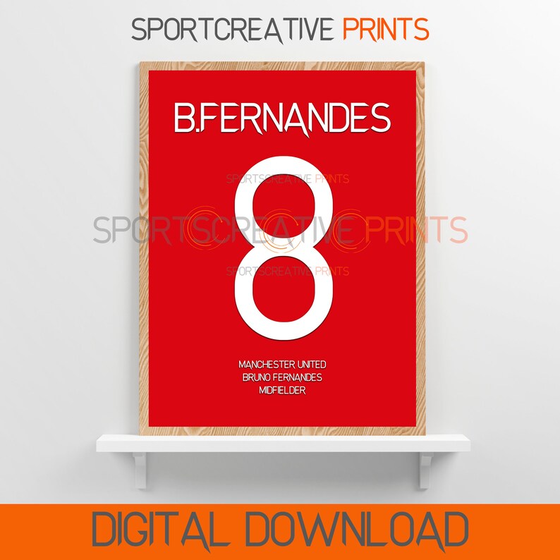 Bruno Fernandes Digital Art Prints Manchester United Poster Fernandes ...