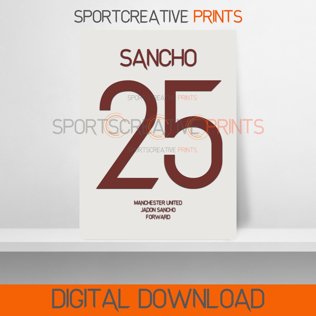 Jadon Sancho Digital Art Prints Manchester United Poster Sancho Away ...