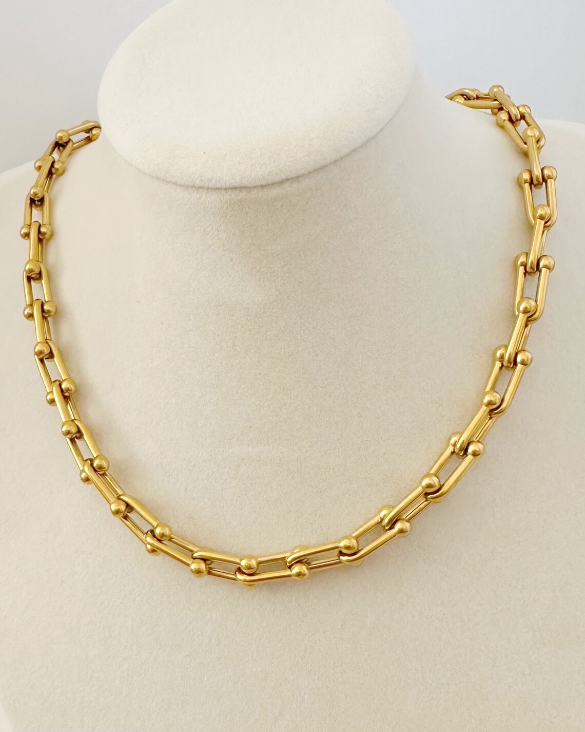 18k Gold U Link Chain Necklace, Dainty Bold Thick Chunky Gold Link ...
