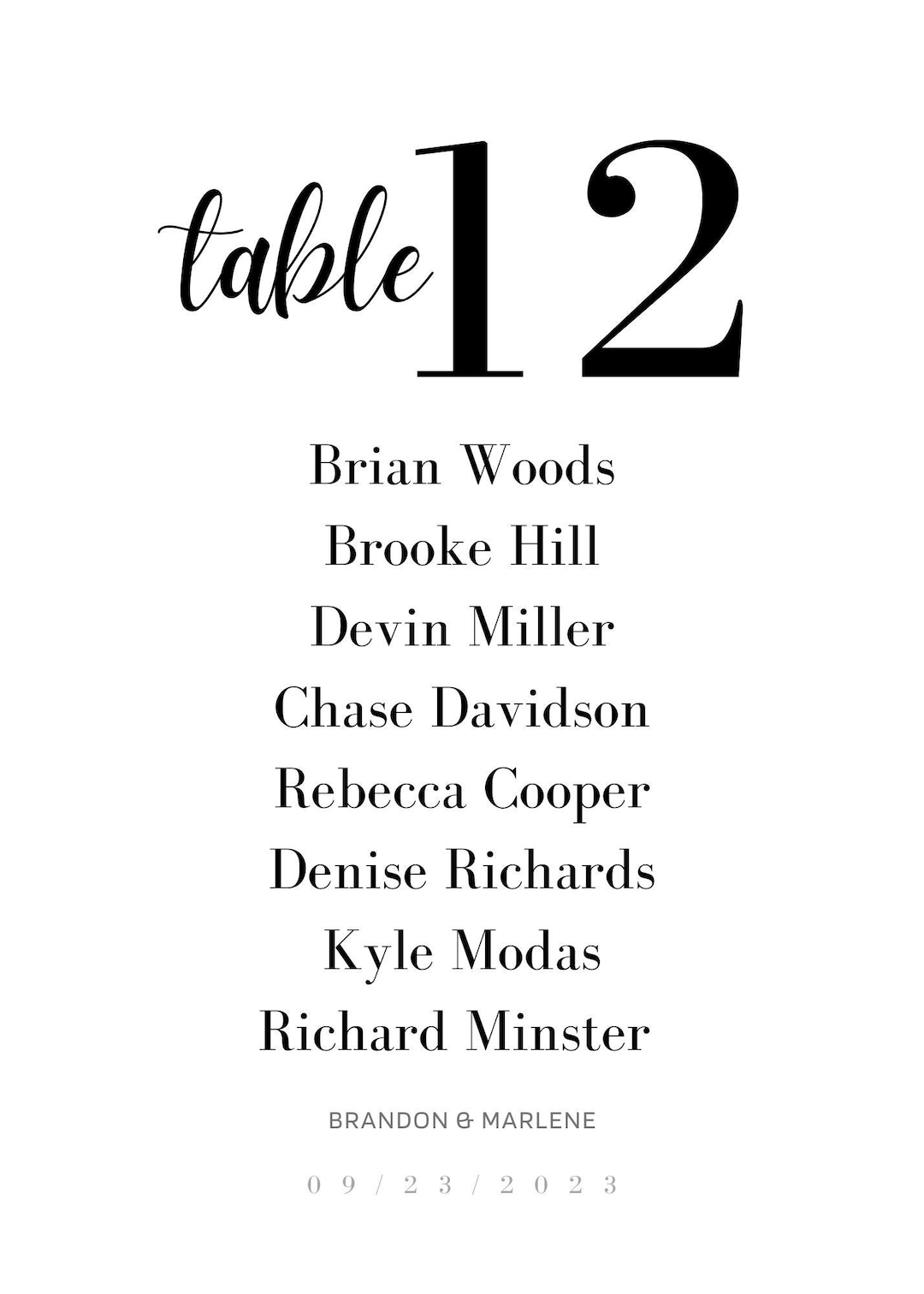 Wedding Seating Chart Cards Template, Wedding Table Chart Cards ...