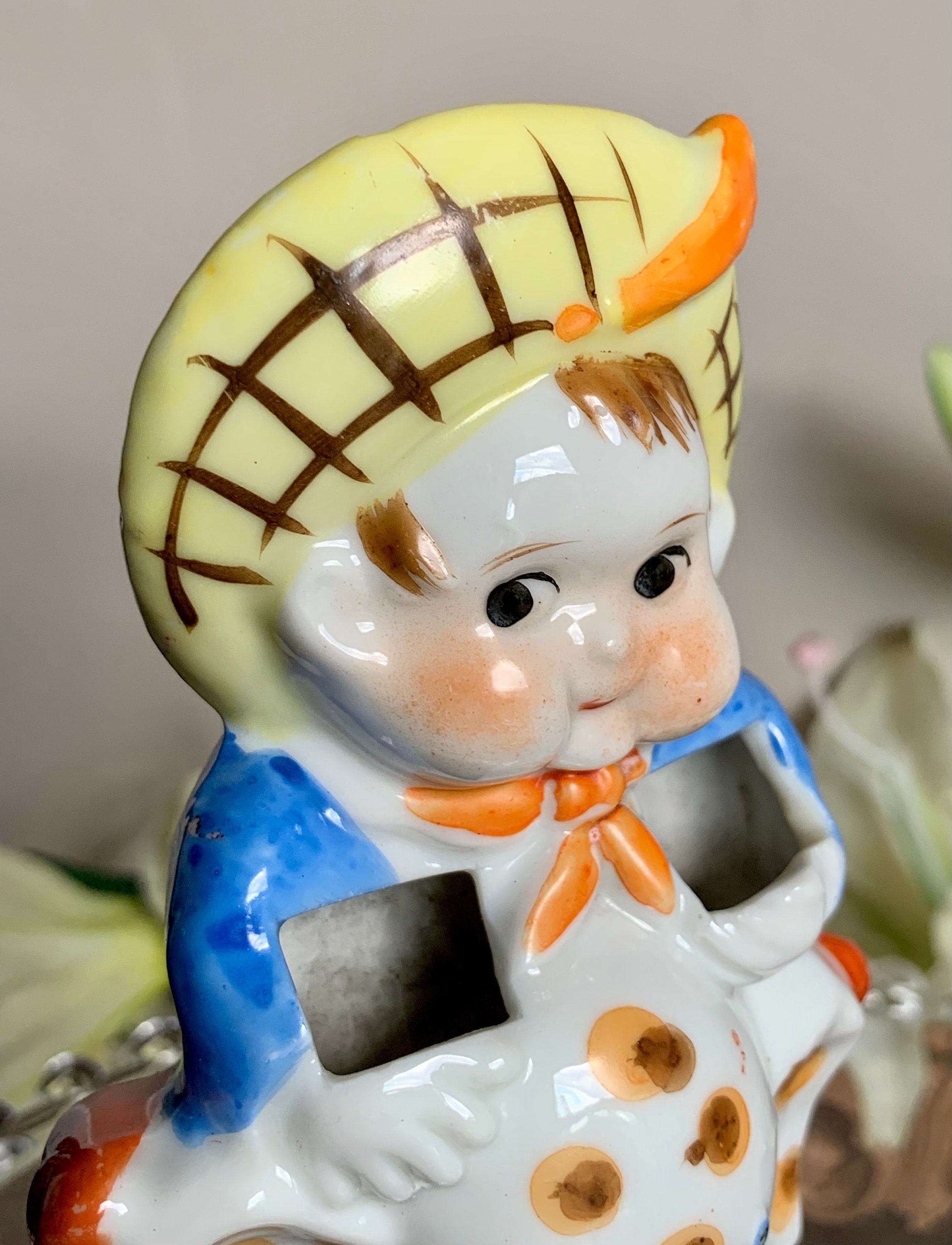 Rare Vintage Kitch Figural Hand Painted Toothbrush Holder, Boy With ...