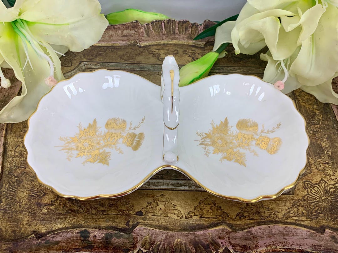 Vintage Hammersley Gold Thistles Two Sided Candy Nut Dish - Etsy