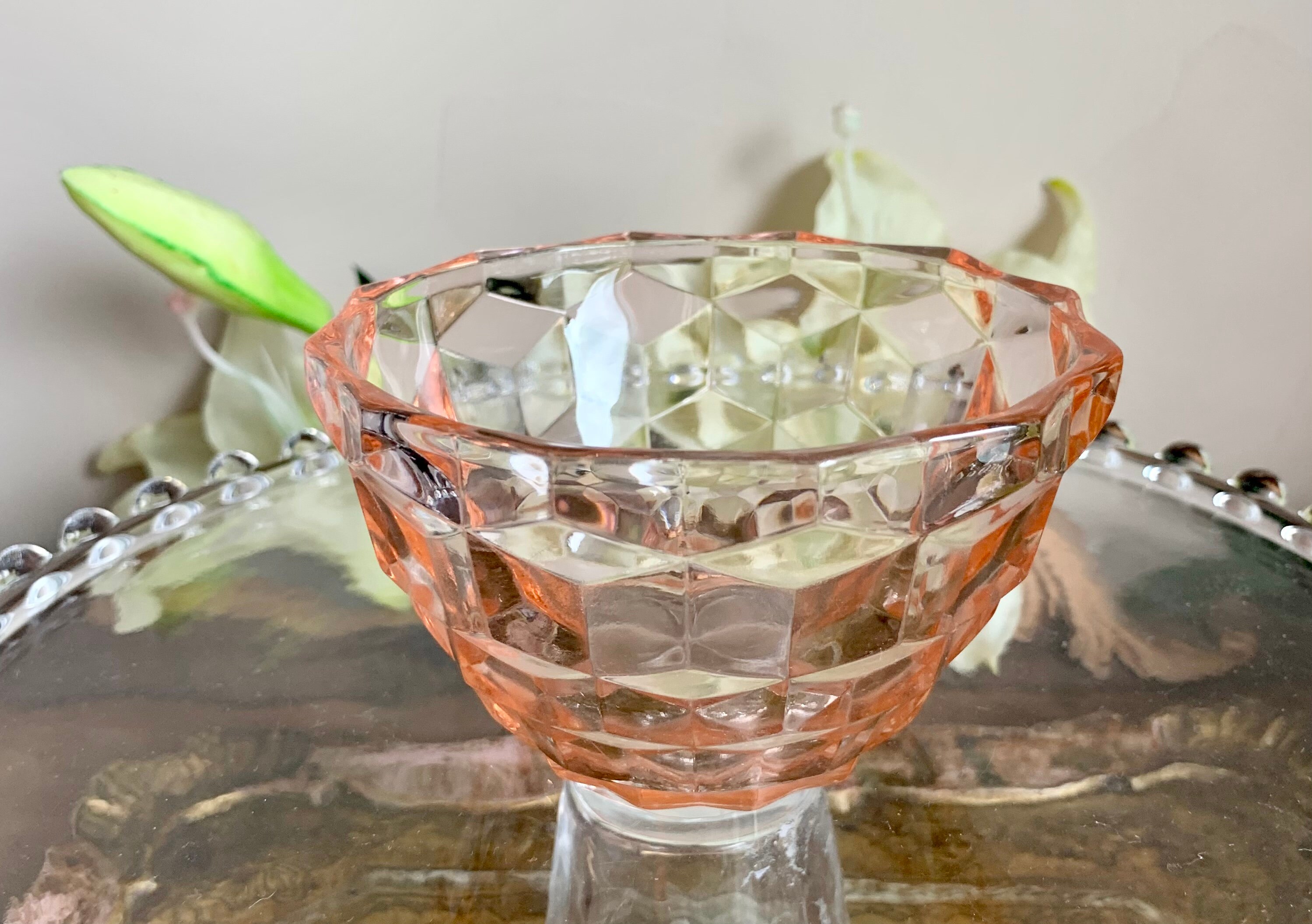 Vintage Jeannette Pink Depression Glass Cubist Pattern Dessert Bowl - Etsy