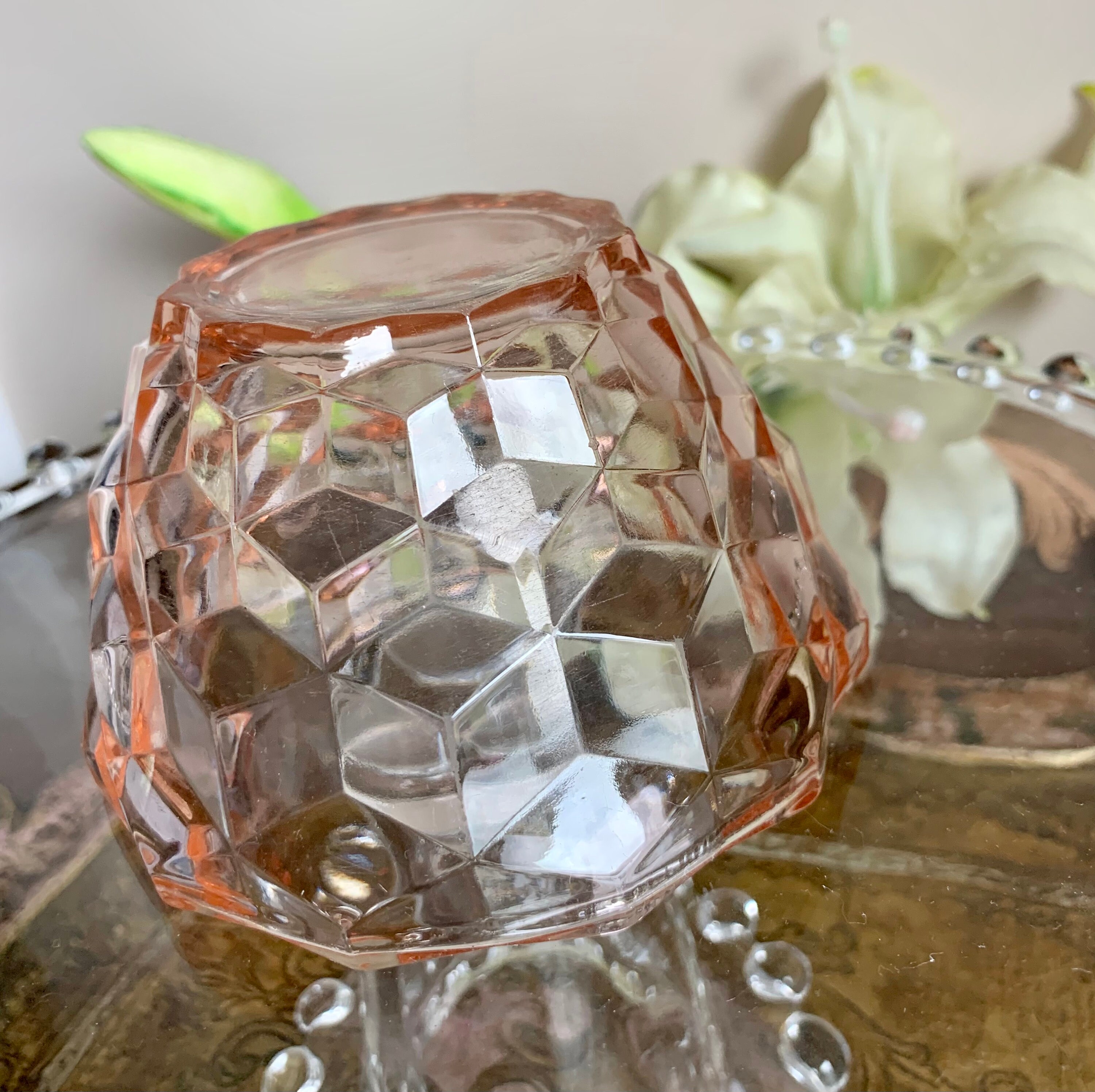 Vintage Jeannette Pink Depression Glass Cubist Pattern Dessert Bowl - Etsy