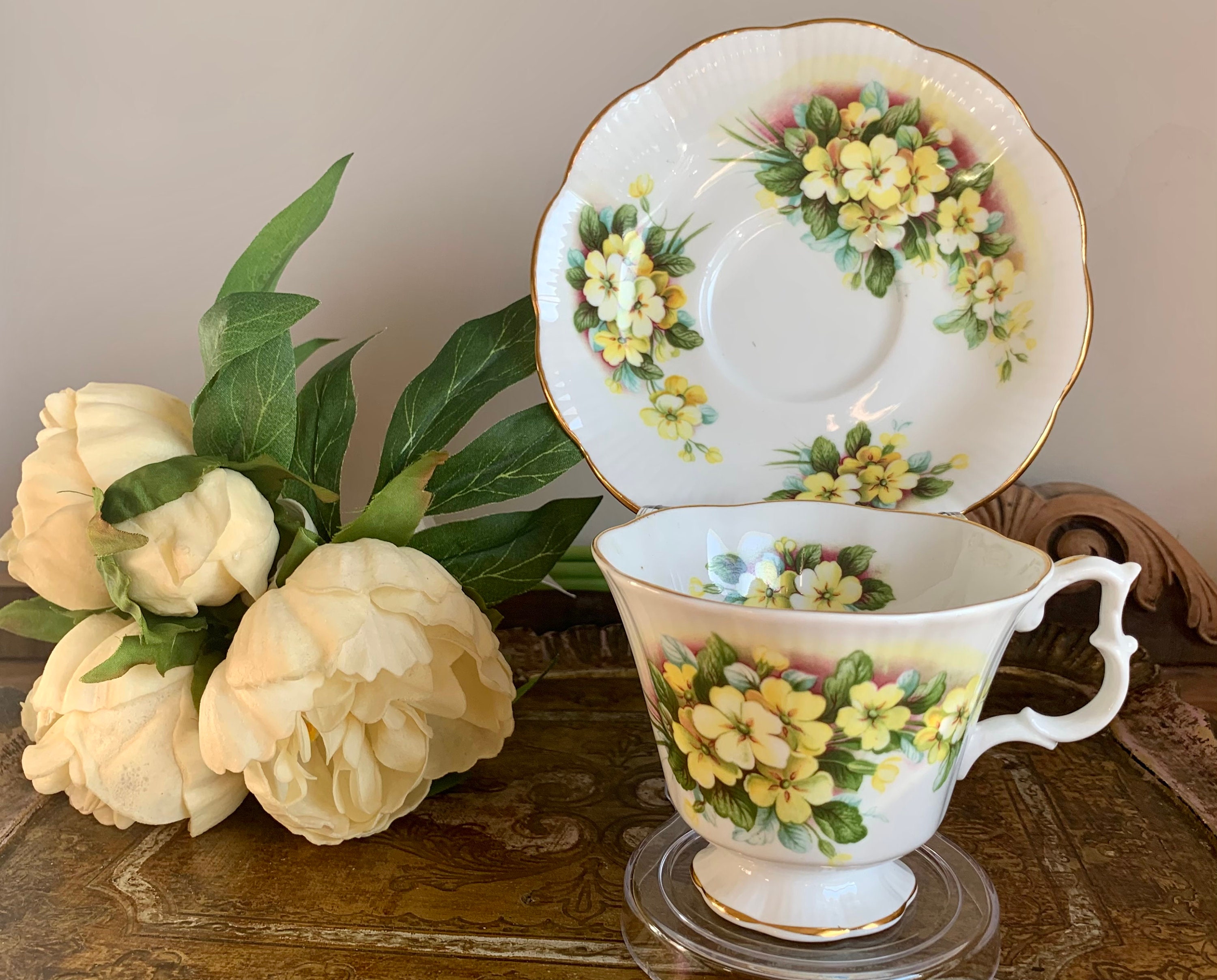 Vintage Royale Albert Yellow Bone China Teacup and Saucer With ...