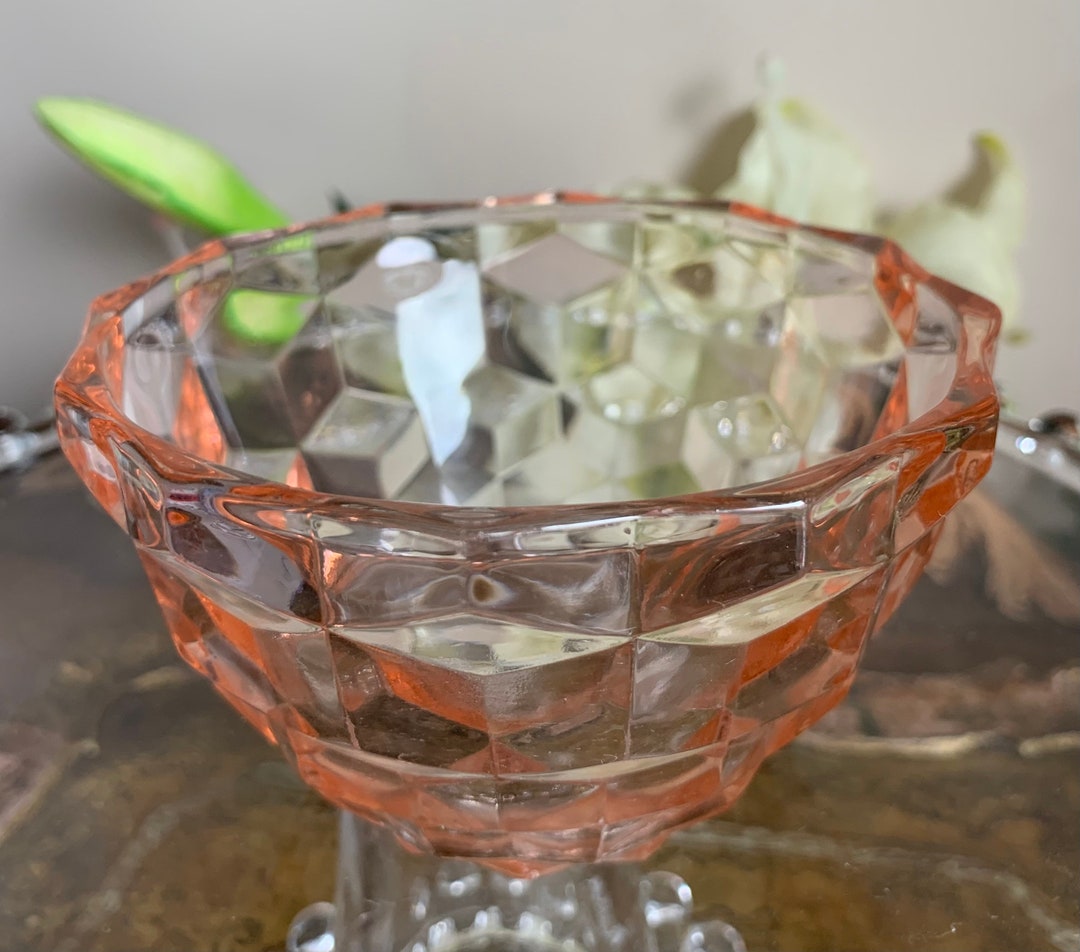 Vintage Jeannette Pink Depression Glass Cubist Pattern Dessert Bowl - Etsy