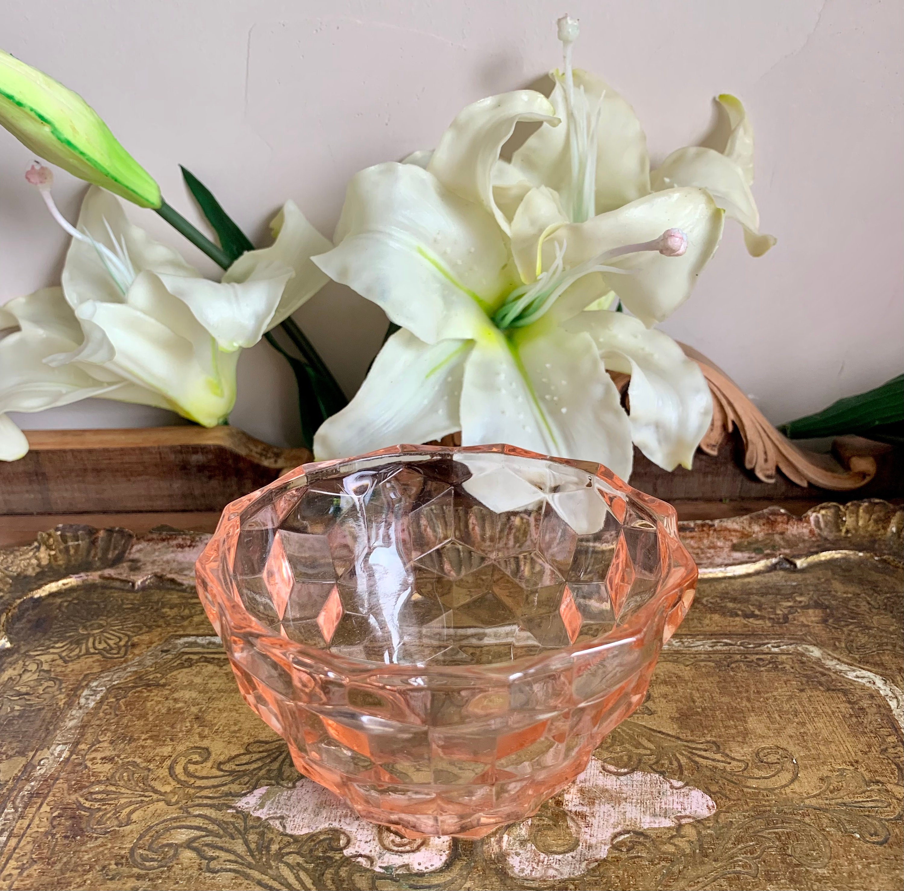 Vintage Jeannette Pink Depression Glass Cubist Pattern Dessert Bowl - Etsy