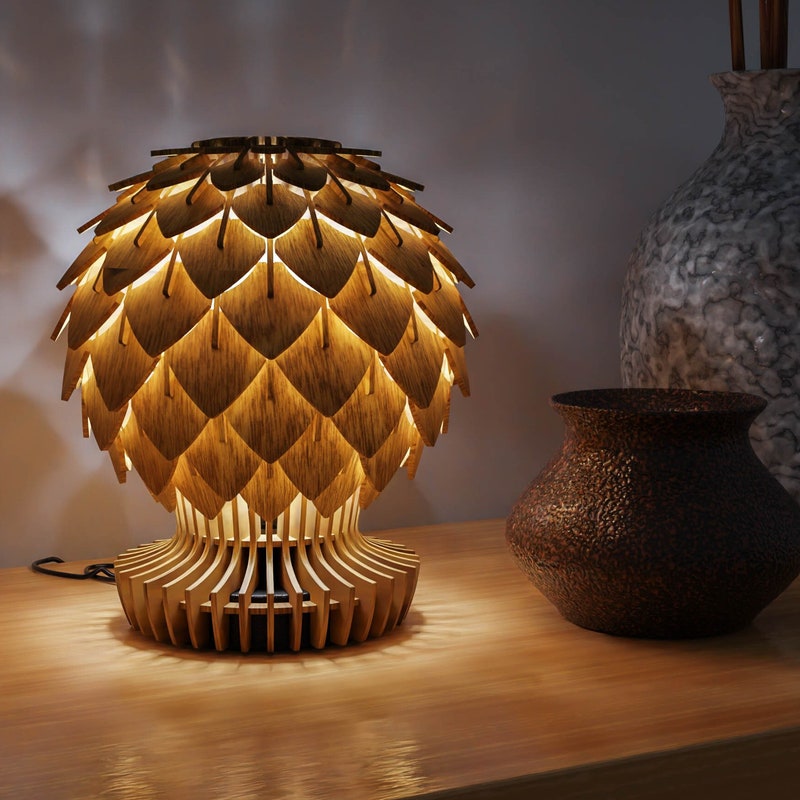 Wood Table Lamp - Etsy