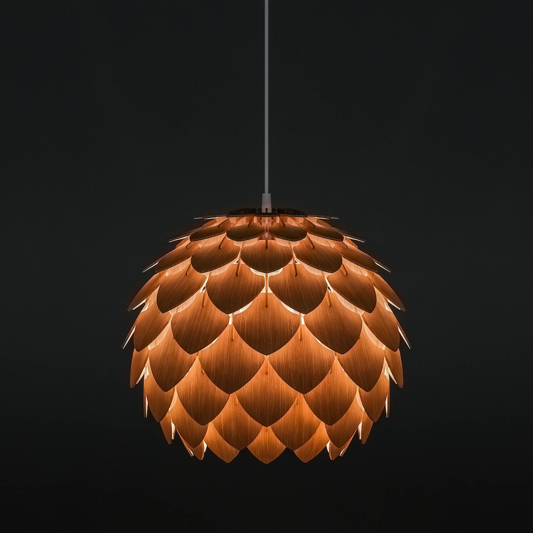 Wooden Pendant Wooden Ceiling Light Pinecone Lamp Wood Lamp Shade ...
