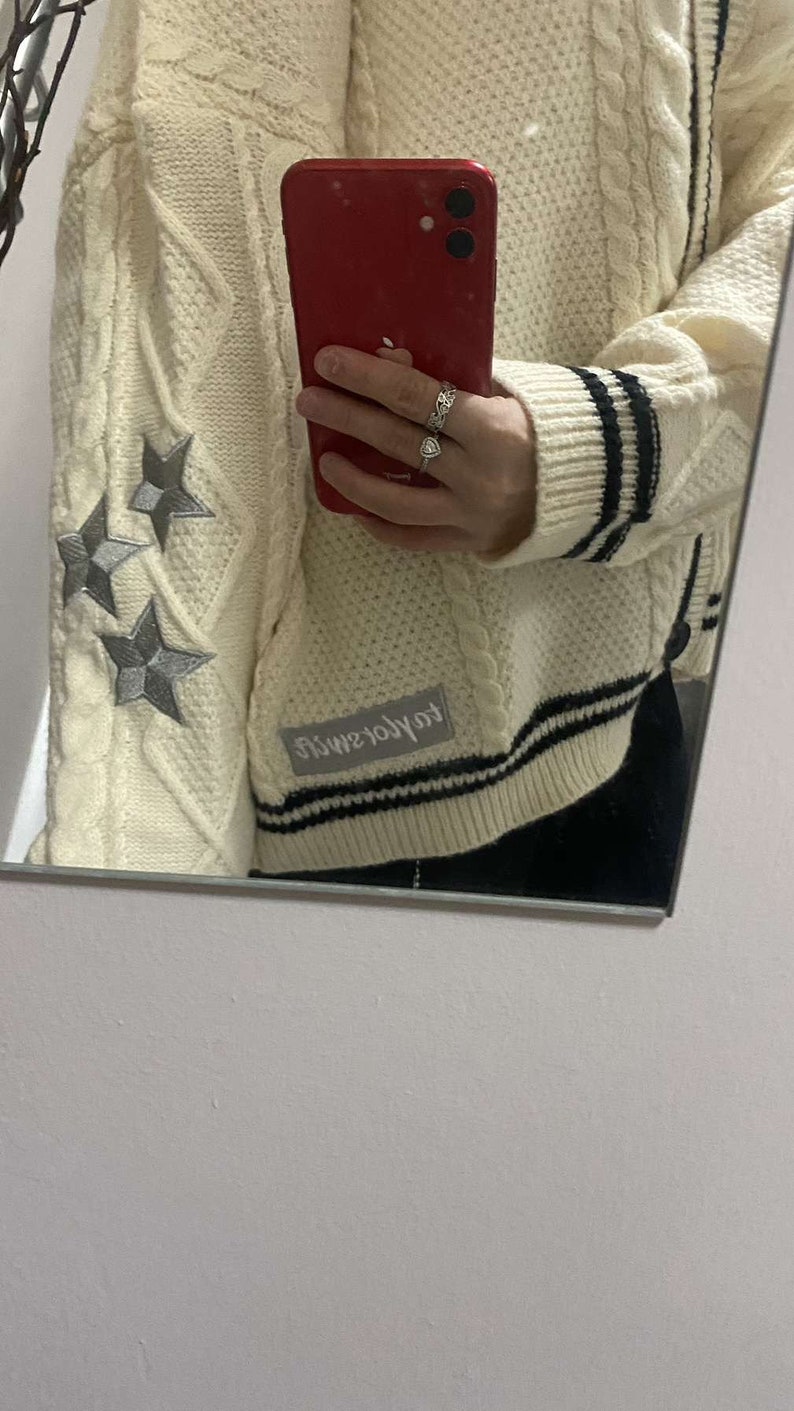 Folk Taylor Cardigan , Oversized Cardigan , Star Embroidered Folklore ...