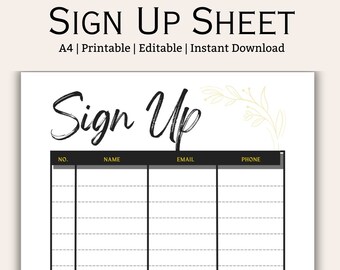 Sign up Sheet Digital Download - Etsy