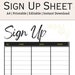 Editable & Printable Sign up Sheet, Sign up Sheet, Sign up Organizer ...