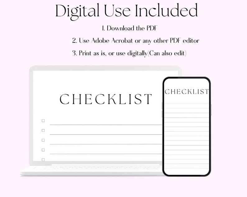 Minimalist Checklist Template Printable & Fillable, Simple Checklist ...