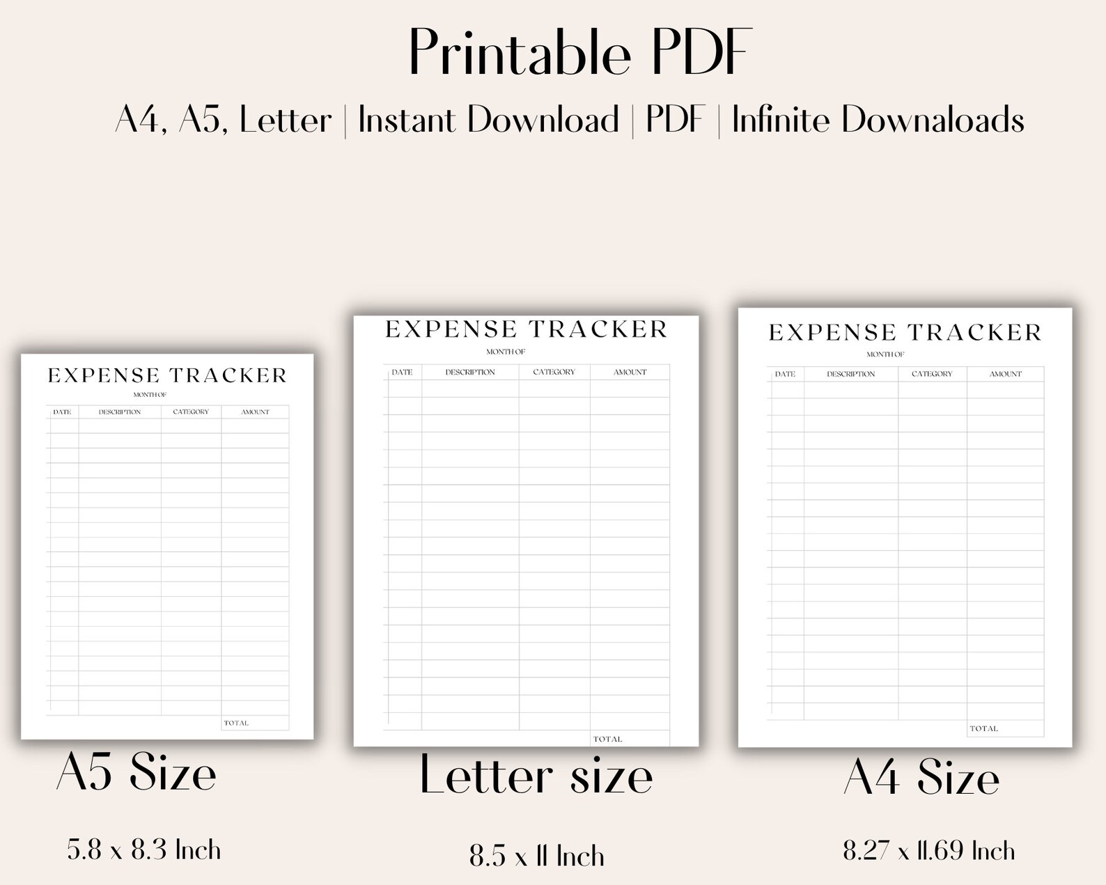 Minimalist Expense Tracker, Printable Expense Tracker, Editable Tracker ...