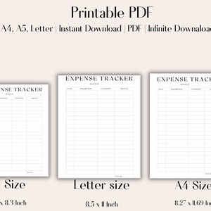 Minimalist Expense Tracker, Printable Expense Tracker, Editable Tracker ...