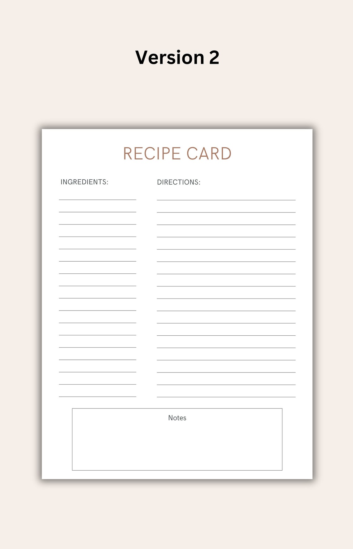 Recipe Card, Recipe Template, Printable Recipe Card, Editable Recipe ...