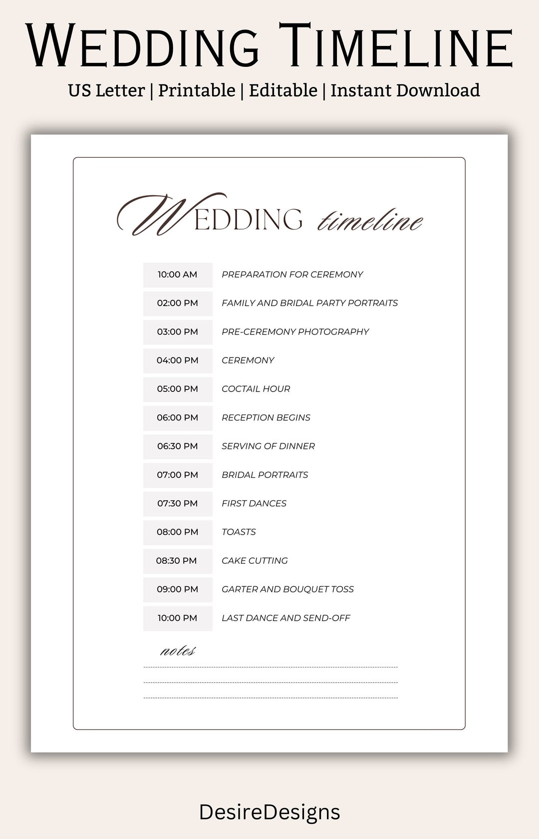 Editable Wedding Timeline, Editable Wedding Template, Wedding Sheet ...