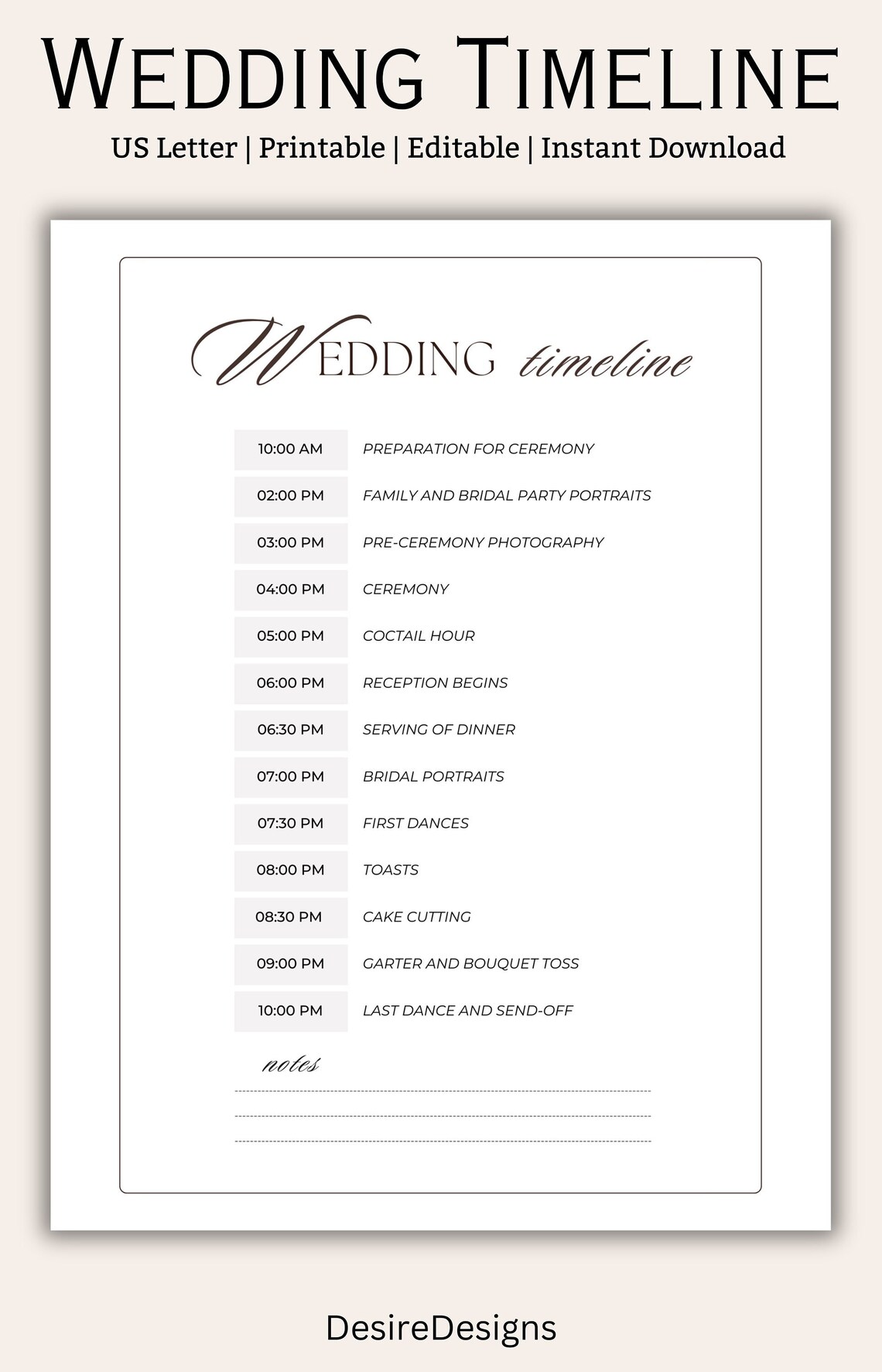 Editable Wedding Timeline, Editable Wedding Template, Wedding Sheet ...