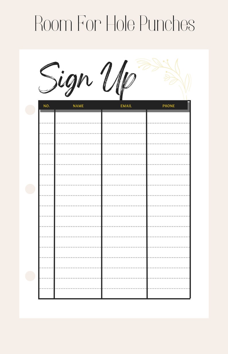 Editable & Printable Sign up Sheet, Sign up Sheet, Sign up Organizer ...
