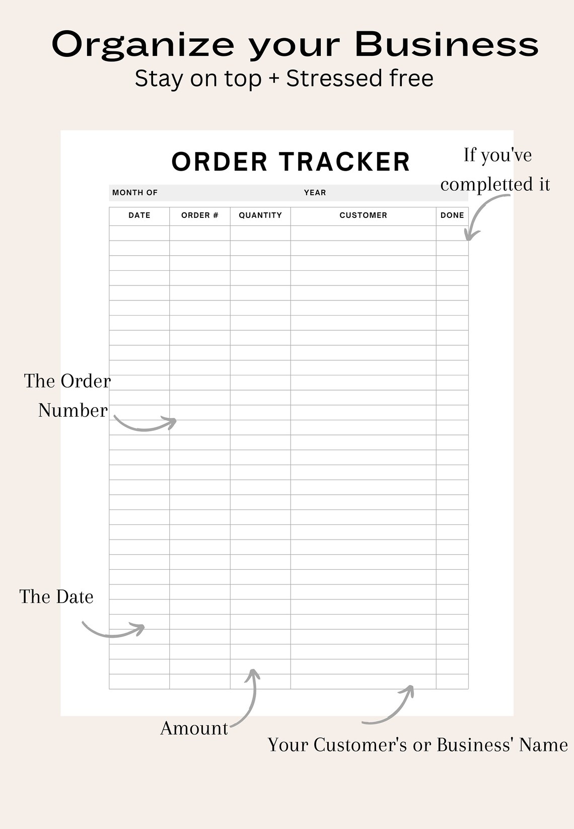 Minimalist Order Tracker, Printable Order Tracker, Organize Trackers ...