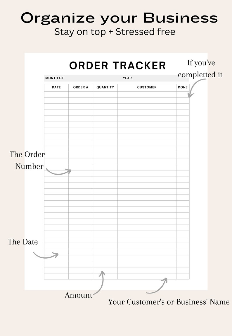 Minimalist Order Tracker, Printable Order Tracker, Organize Trackers ...