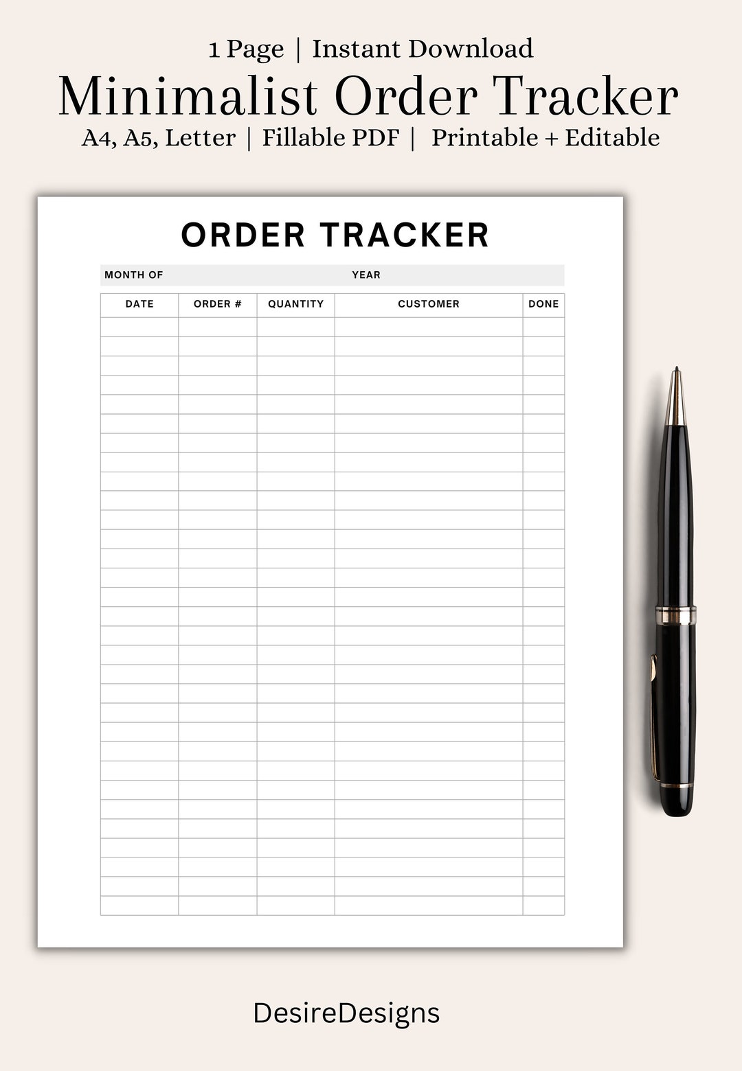 Minimalist Order Tracker, Printable Order Tracker, Organize Trackers and Your Business, A4,A5 ...