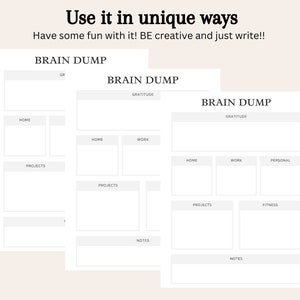 Brain Dumb Printable, Simple Brain Dump Organizer, Thought Tracker ...