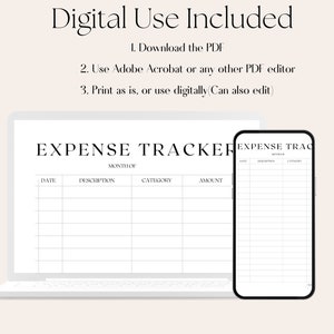 Minimalist Expense Tracker, Printable Expense Tracker, Editable Tracker ...