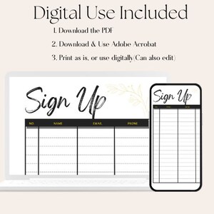 Editable & Printable Sign up Sheet, Sign up Sheet, Sign up Organizer ...