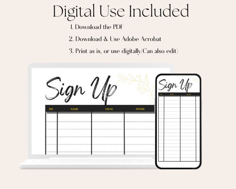 Editable & Printable Sign up Sheet, Sign up Sheet, Sign up Organizer ...