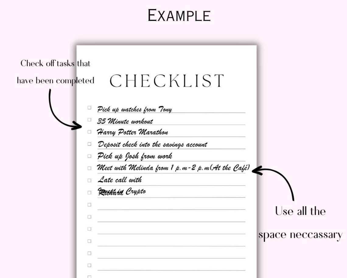 Minimalist Checklist Template Printable & Fillable, Simple Checklist ...