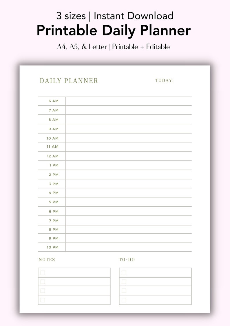 Printable Daily Planner Fillable, Editable, To-do List,productivity ...
