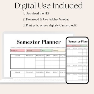 Editable Semester Planner Printable Semester Planner - Etsy