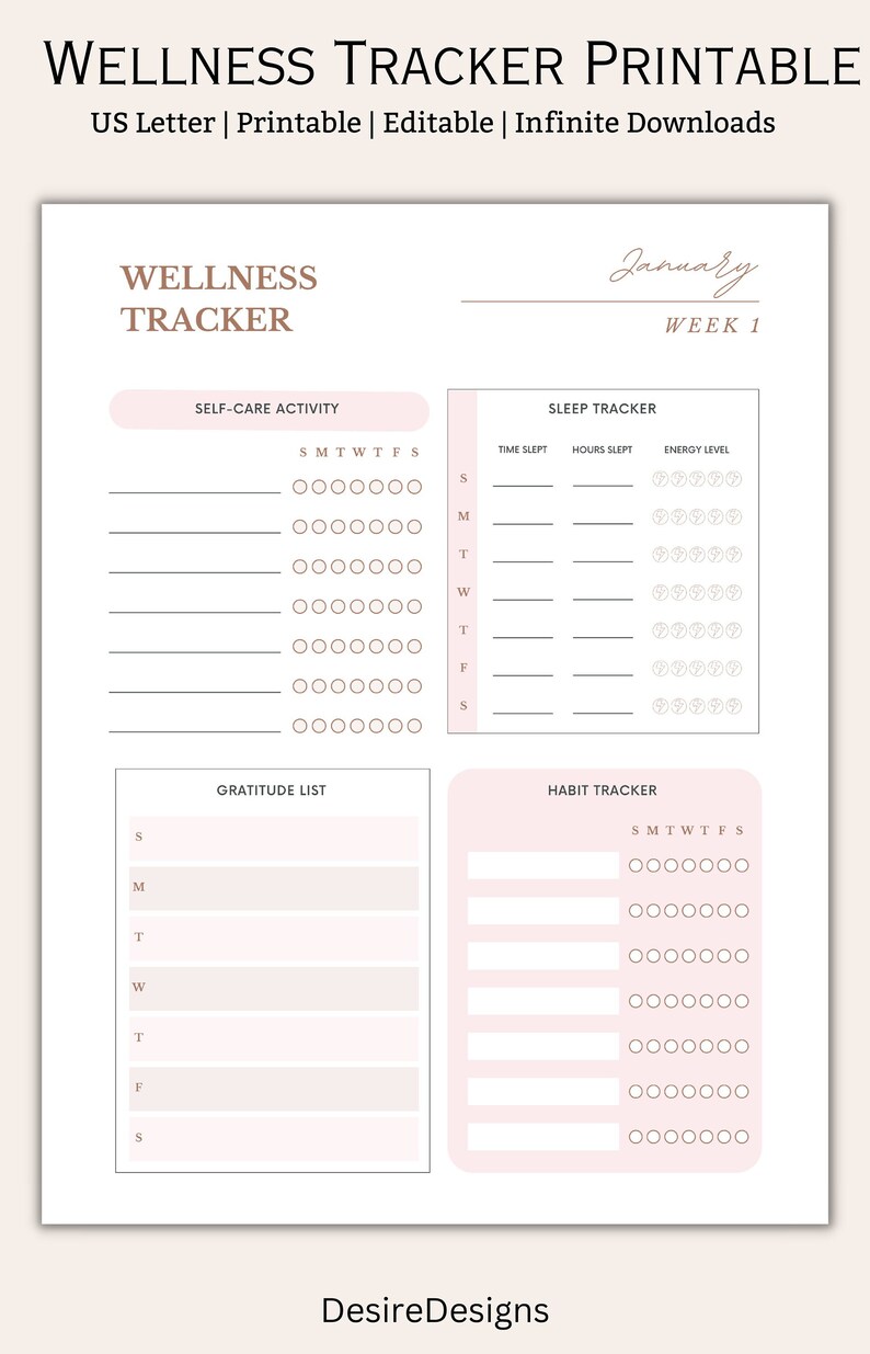 Wellness Tracker Printable Mental Health Mental Health - Etsy